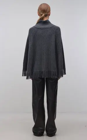 Simkhai Danni Quarter Zip Wool-cashmere Poncho Top