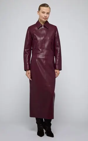 Simkhai Freeman Leather Jacket - Burgundy