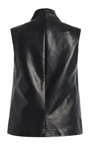 Simkhai Halley Funnel-neck Leather Top
