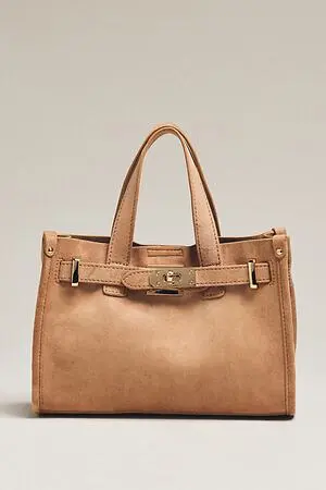 Anthropologie Faux Suede Belted Satchel