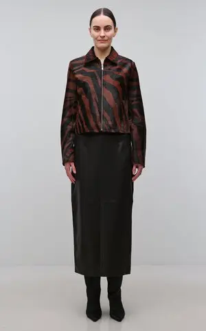 Simkhai Daria Pony Hair Leather Jacket - Print