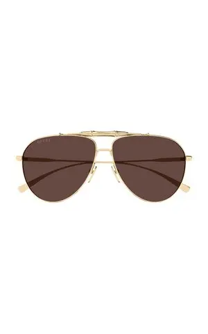 GUCCI Aviator-Frame Metal Sunglasses