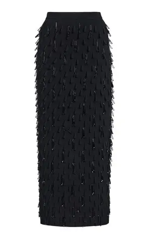 Simkhai Bree Bead-embellished Knit Midi Skirt - Black