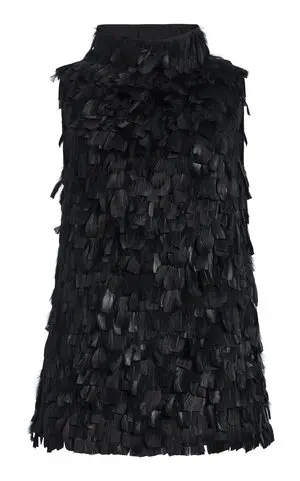 Simkhai Karlene Feather-embellished Mini Dress - Black