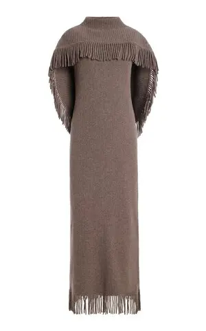 Simkhai Wool-cashmere Knit Cape Midi Dress - Brown