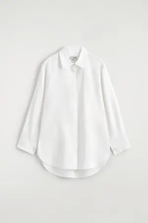 Cos Longline Linen Shirt - White