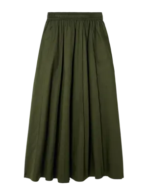 JOSEPH Manar Pleated Cotton-Sateen Midi Skirt