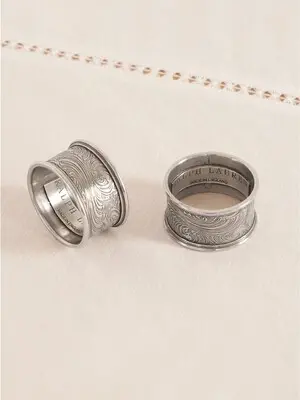 Ralph Lauren Aidan Set Of Two Engraved Pewter Napkin Rings - Silver