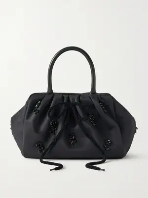 Simone Rocha Leather-trimmed Embellished Tote