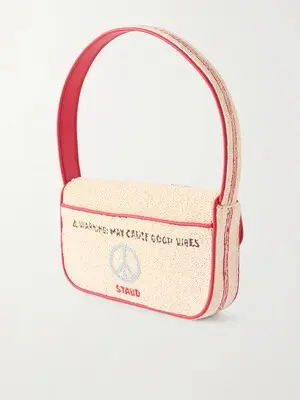 Staud Tommy Beaded Embroidered Satin Shoulder Bag