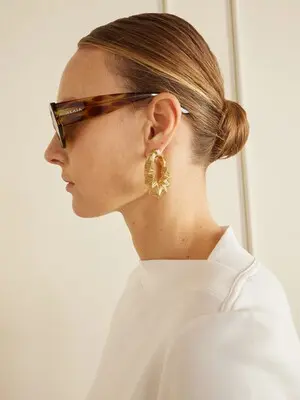 Alaïa Lettering Round-frame Tortoiseshell Sunglasses - Yellow