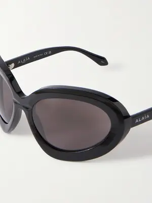Alaïa Round-frame Acetate Sunglasses - Black
