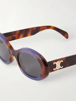 Celine Triomphe Oval-frame Sunglasses - Brown