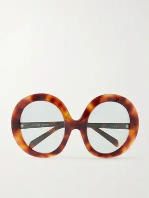 Celine Round-frame Tortoiseshell Acetate Sunglasses - Red