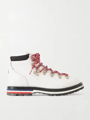 Moncler Blanche Shearling-lined Leather Ankle Boots - White