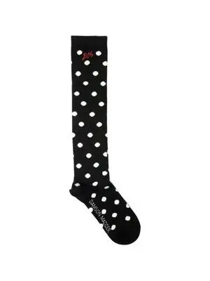 DAMSON MADDER Polka Dot Pattern Knee-high Socks - Black