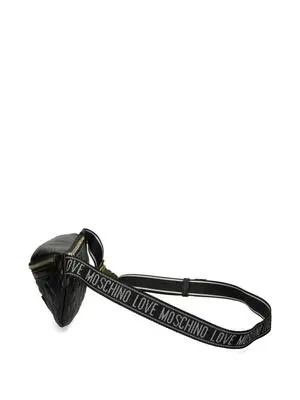 Moschino Quilted Belt Bag With Logo - Black