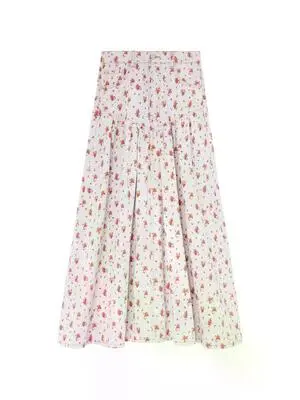 GANNI Printed Denim Midi Skirt
