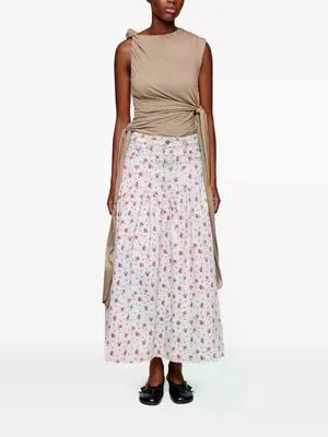 GANNI Printed Denim Midi Skirt