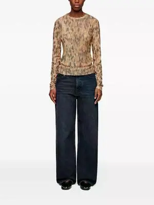 GANNI Animal Print Long-sleeve Top - Neutrals
