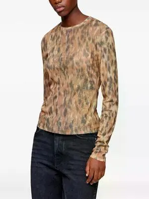 GANNI Animal Print Long-sleeve Top - Neutrals