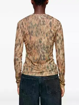 GANNI Animal Print Long-sleeve Top - Neutrals