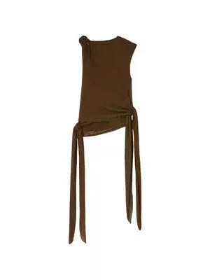 GANNI Knot-detail Side-tie Tank Top - Brown