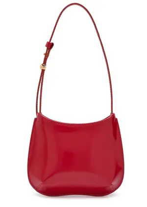 Jacquemus Le Petit Bisou Glossed Leather Shoulder Bag - Red