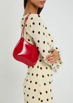 Jacquemus Le Petit Bisou Glossed Leather Shoulder Bag - Red