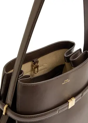 TOTEME Leather Bucket Bag - Chocolate