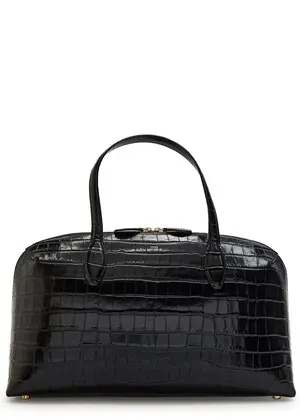 TOTEME Lounge Medium Crocodile-effect Leather Top Handle Bag - Black
