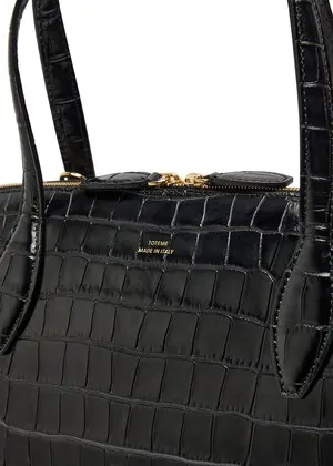TOTEME Lounge Medium Crocodile-effect Leather Top Handle Bag - Black