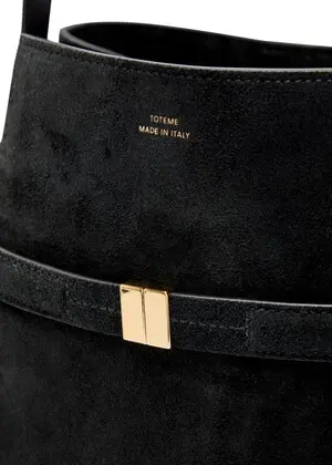 TOTEME Belted Suede Bucket Bag - Black
