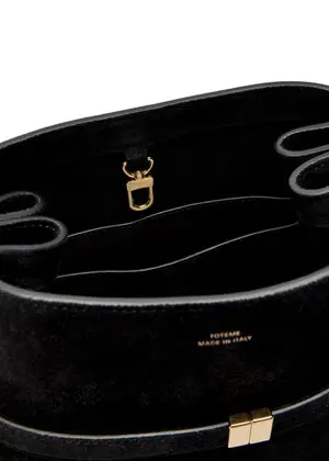 TOTEME Belted Suede Bucket Bag - Black
