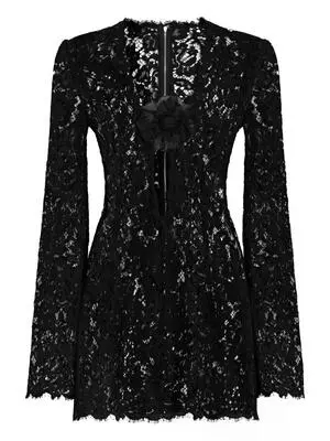 Dolce & Gabbana Lace Floral Mini Dress - Black