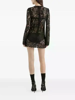 Dolce & Gabbana Lace Floral Mini Dress - Black