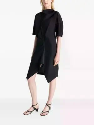 LEMAIRE Asymmetric Midi Shirt Dress - Black