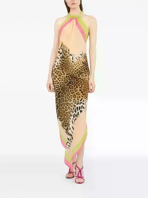 Roberto Cavalli Animal Print Halterneck Dress