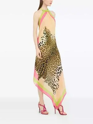 Roberto Cavalli Animal Print Halterneck Dress