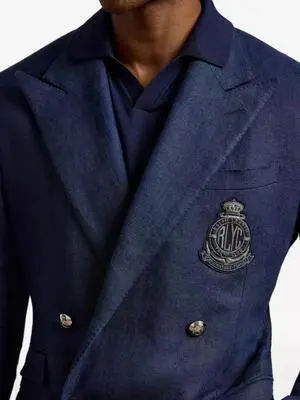 Ralph Lauren Purple Label Double-breasted Crest-embroidered Jacket
