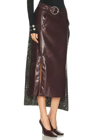 Rabanne Leather & Sequin Skirt In Wine