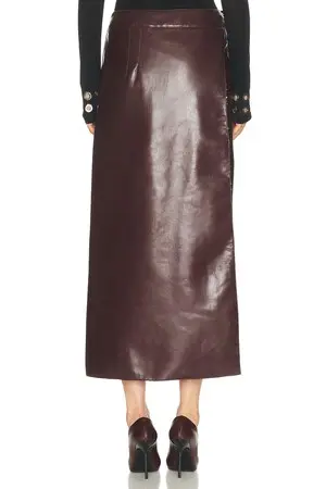 Rabanne Leather & Sequin Skirt In Wine