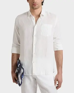 Vilebrequin Linen Shirt Solid Shirt Caroubis - White