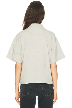Saint Laurent Oversized Polo Top In Light Grey
