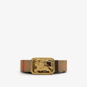 Burberry Reversible Check Rider Belt - Sand Beige/peat Brown
