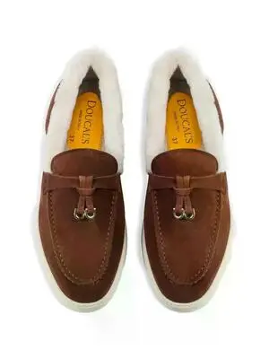 DOUCAL'S Suede Loafers With Sheepskin Trim