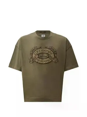C.P. COMPANY 20/1 Jersey Short Sleeve Boxy Logo T-shirt - Green