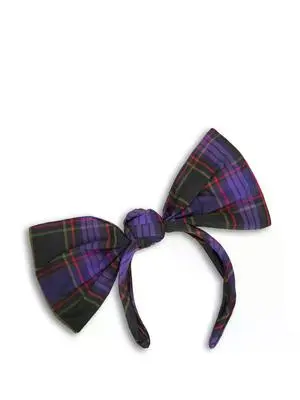 Red Valentino Plaid Bow Headband - Purple