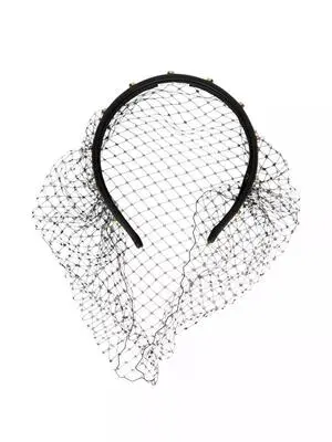 Red Valentino Studded Veil Hair Accessory - Black