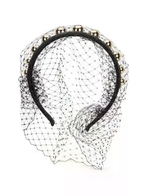 Red Valentino Beaded Veil Headband